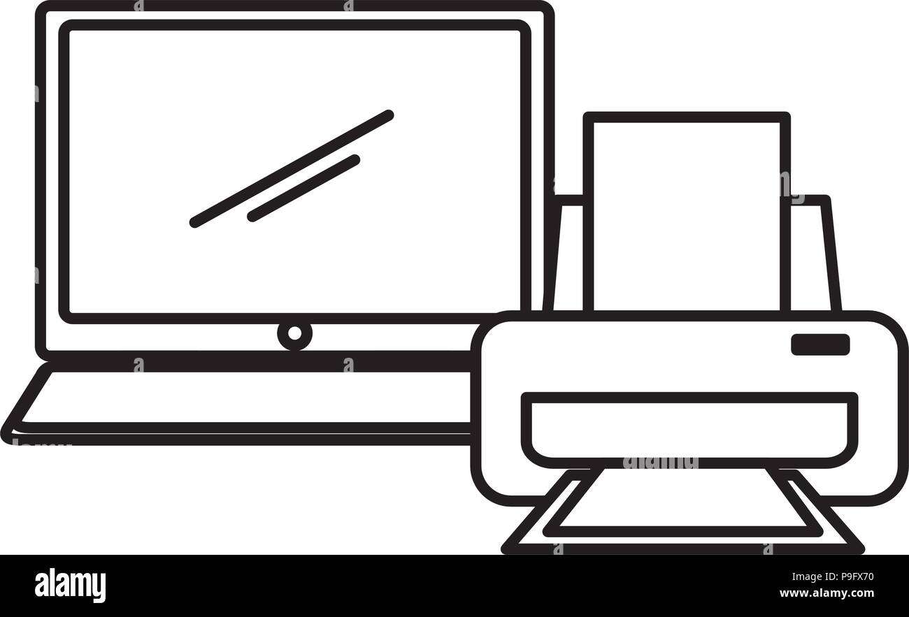 laptop computer with printer Stock Vector Image & Art - Alamy
