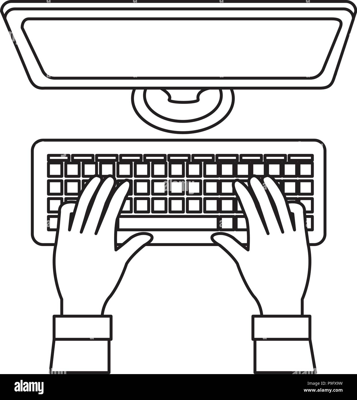 hands typing in keyboard desktop Stock Vector Image & Art - Alamy