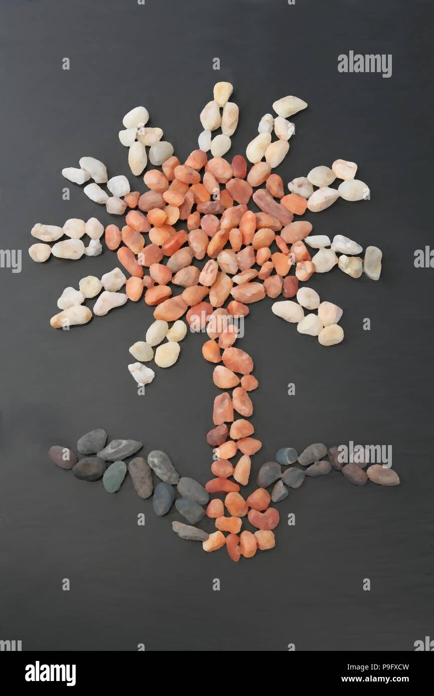 Illustration flower painted from pebbles Stock Photo - Alamy