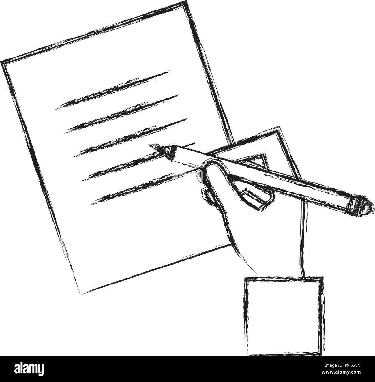 hand writing with pencil in documents Stock Vector Image & Art - Alamy