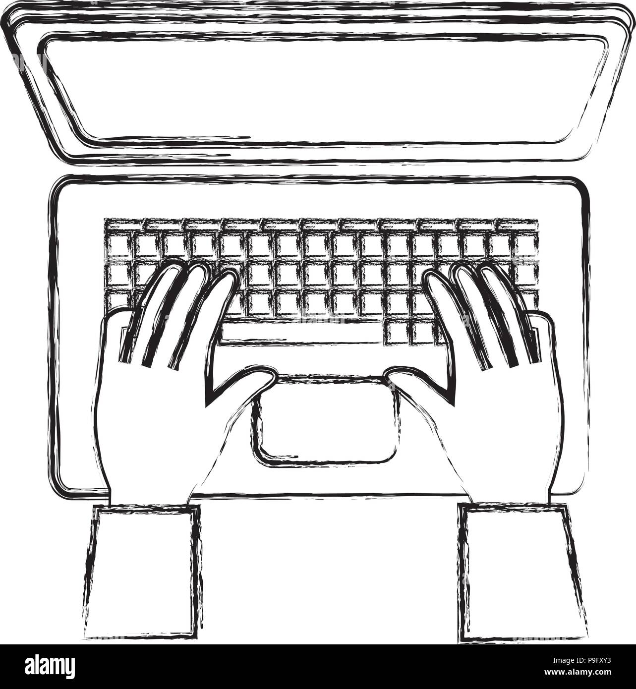 laptop and hands typing Stock Vector Image & Art - Alamy