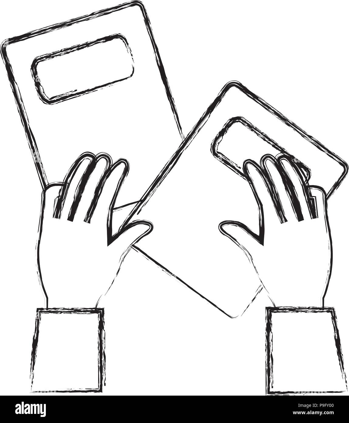 hands with paper document Stock Vector Image & Art - Alamy