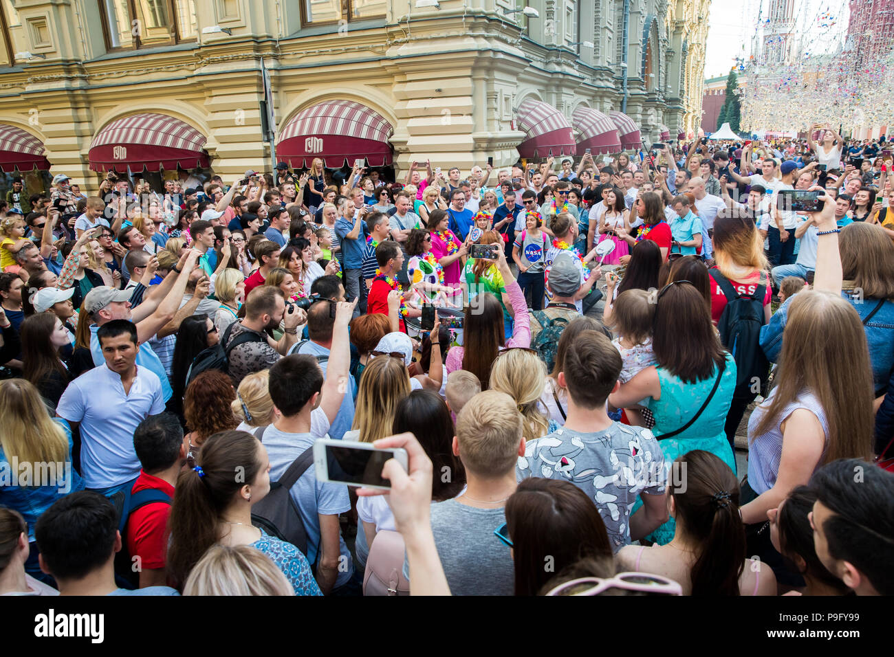 Moscow, Russia - June, 2018: Crowd of people on Nikolskaya street on ...