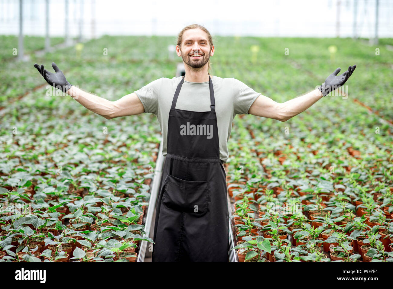 Happy owner of plant production Stock Photo - Alamy