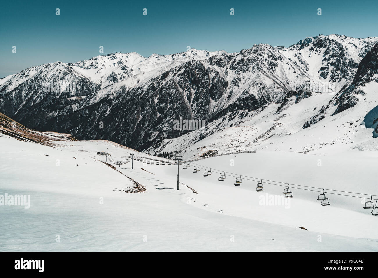 Ski lifts shymbulak ski resort hi-res stock photography and images - Alamy