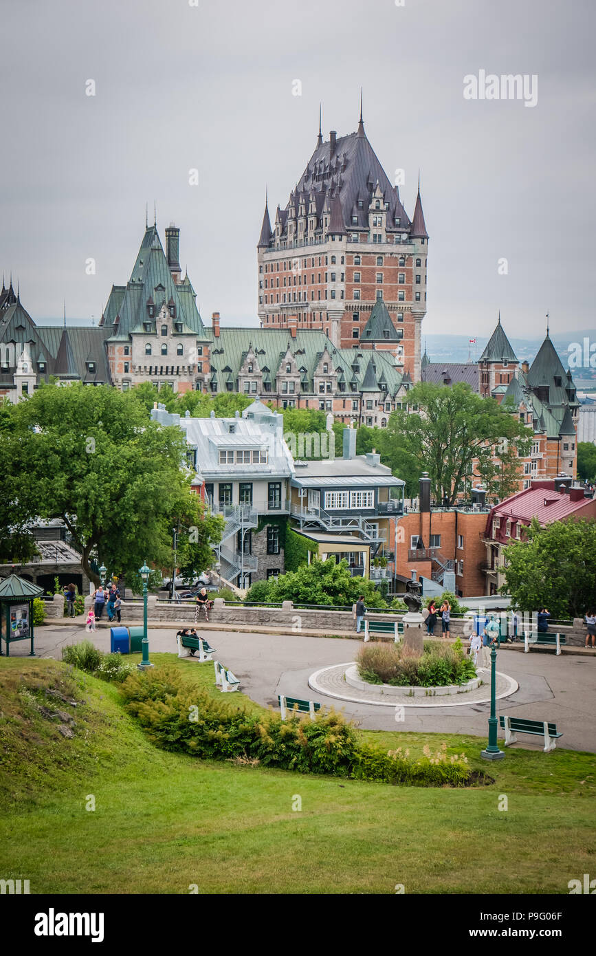 famous historic landmark hotel Chateau Frontenac in Quebec City Canada ...