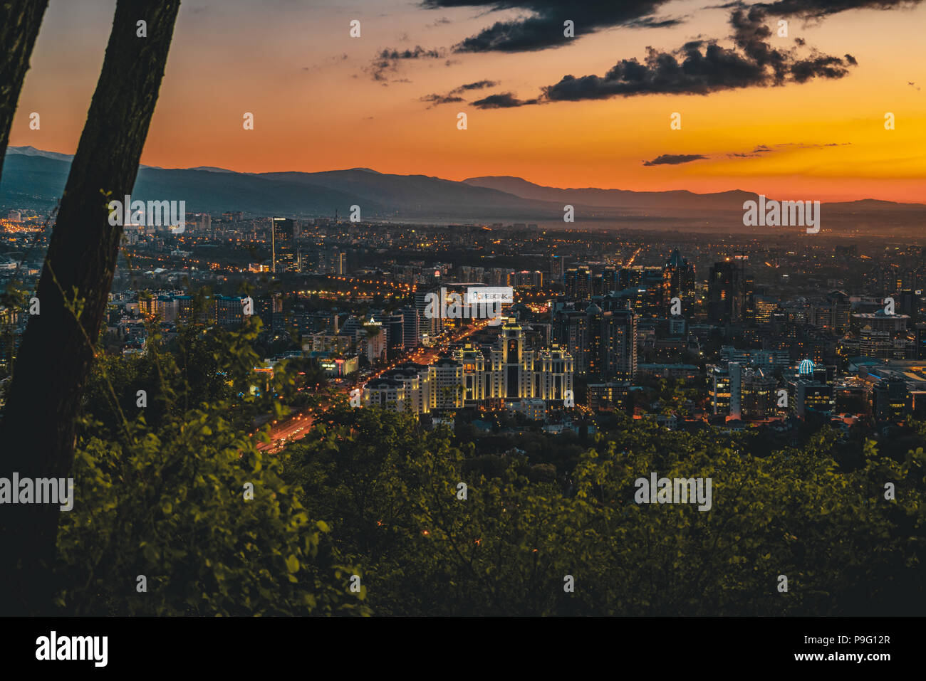 Panorama night city almaty hi-res stock photography and images - Alamy