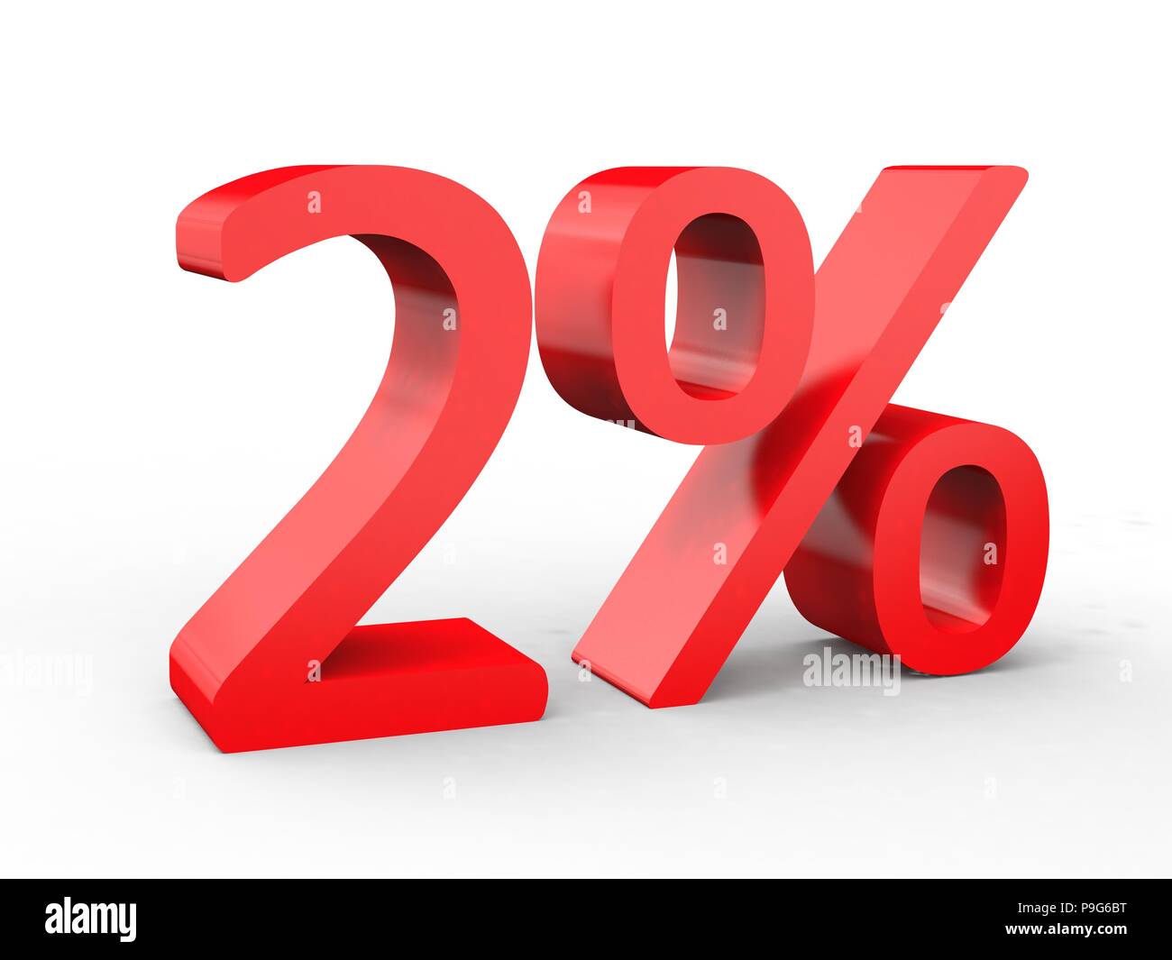 2 percent discount. Red 3d numbers on isolated white background Stock ...