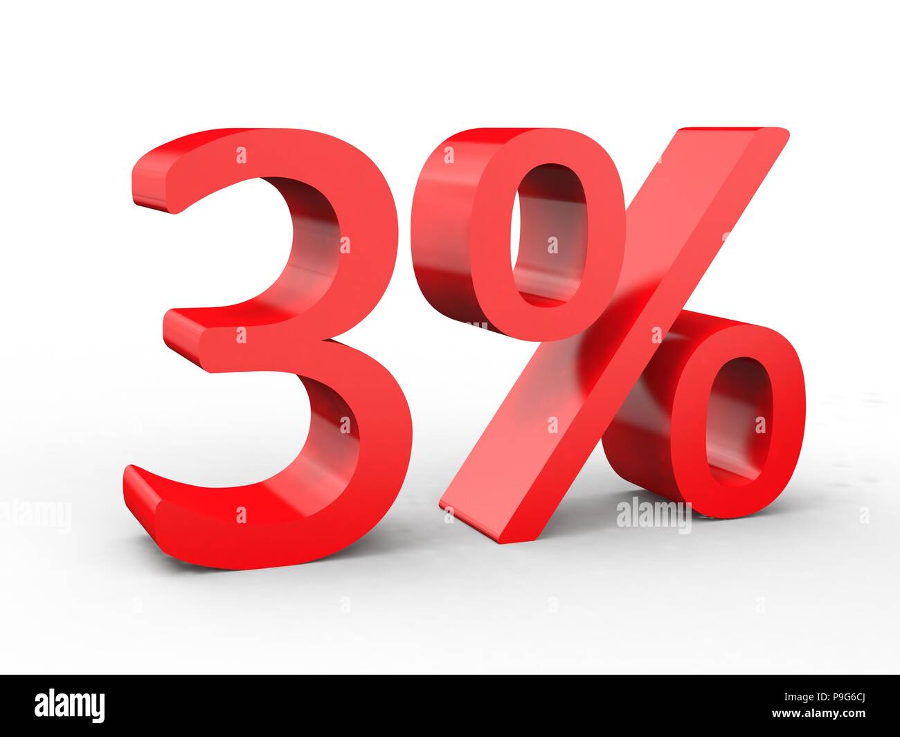 3 percent discount. Red 3d numbers on isolated white background Stock ...
