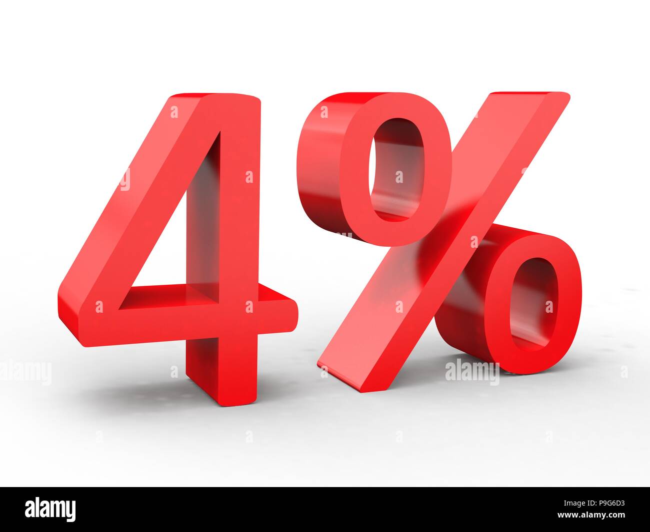 4 percent discount. Red 3d numbers on isolated white background Stock ...
