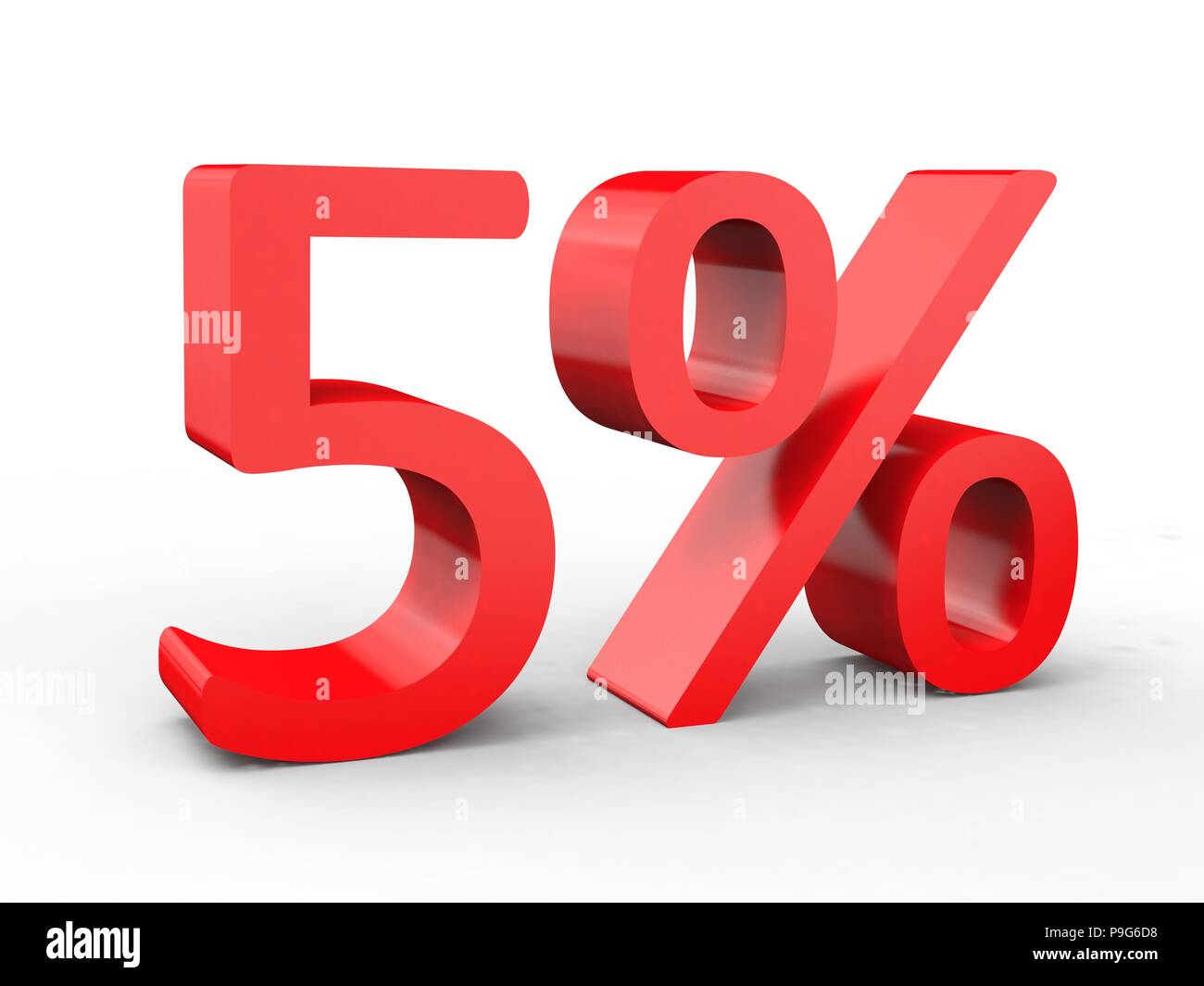 5 percent discount. Red 3d numbers on isolated white background Stock ...