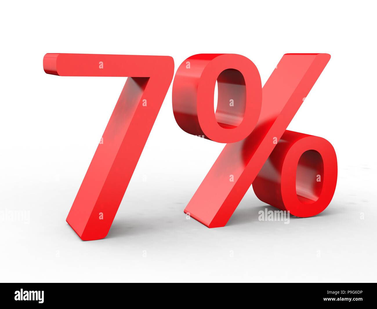 7 percent discount. Red 3d numbers on isolated white background Stock ...