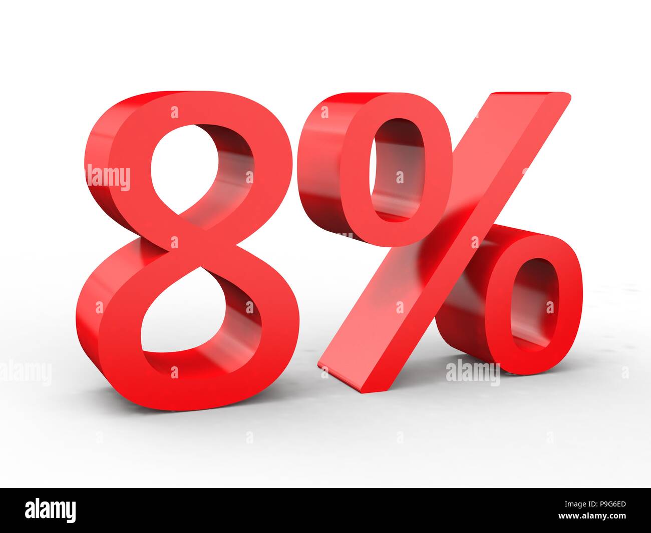 8 percent discount. Red 3d numbers on isolated white background Stock ...
