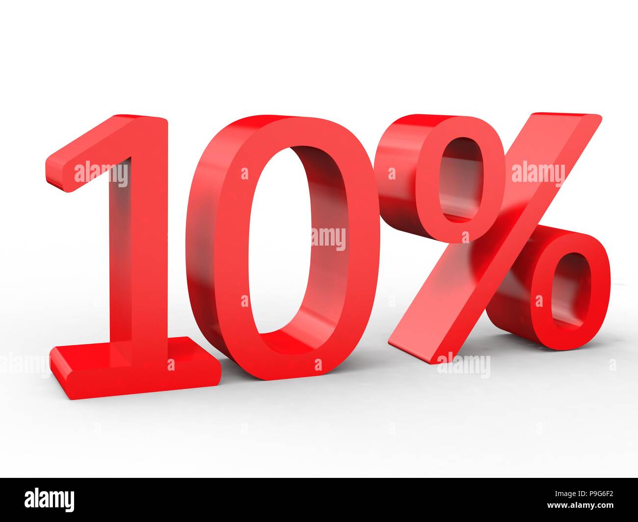 10 percent discount. Red 3d numbers on isolated white background Stock ...