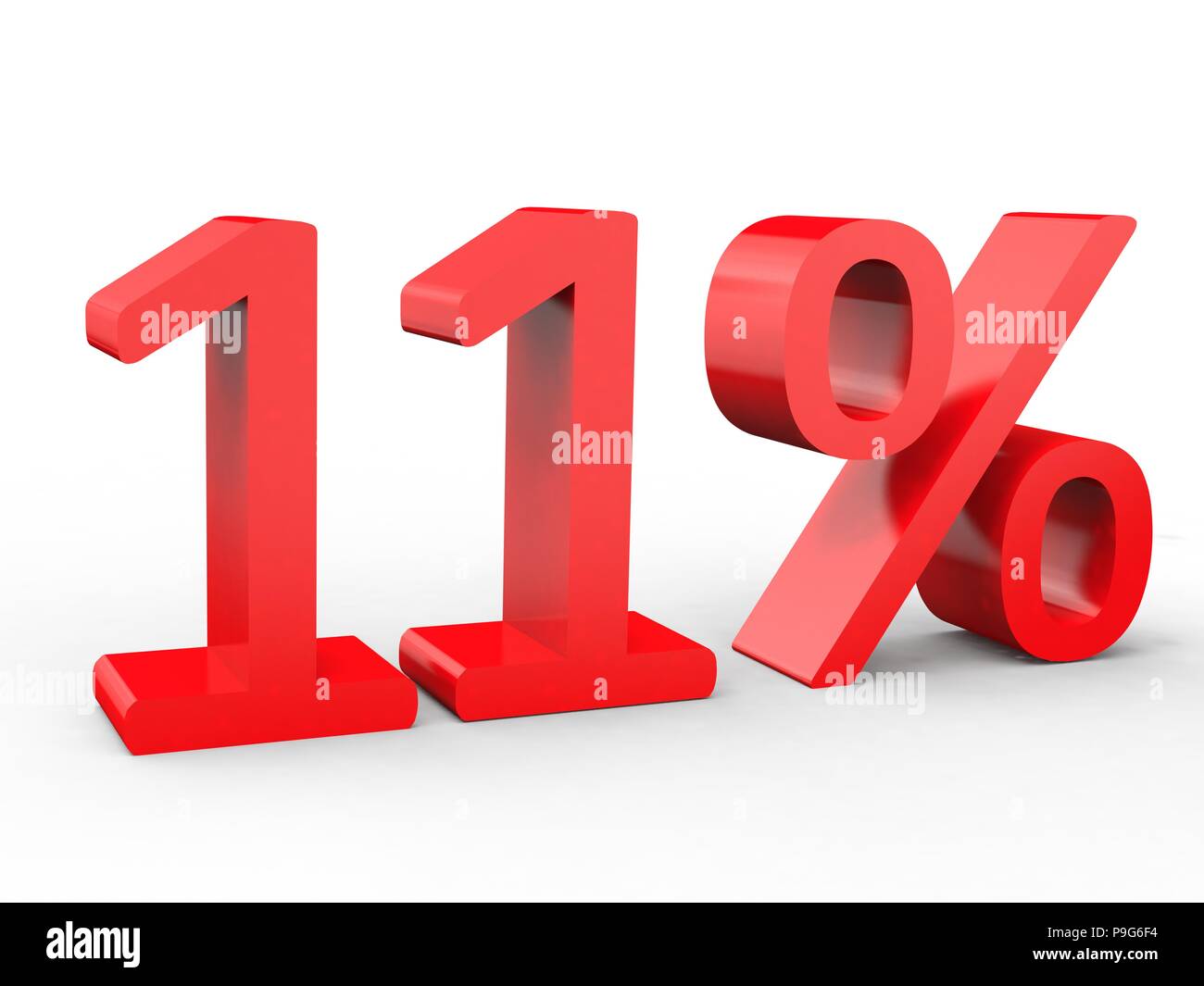 11 percent discount. Red 3d numbers on isolated white background Stock ...