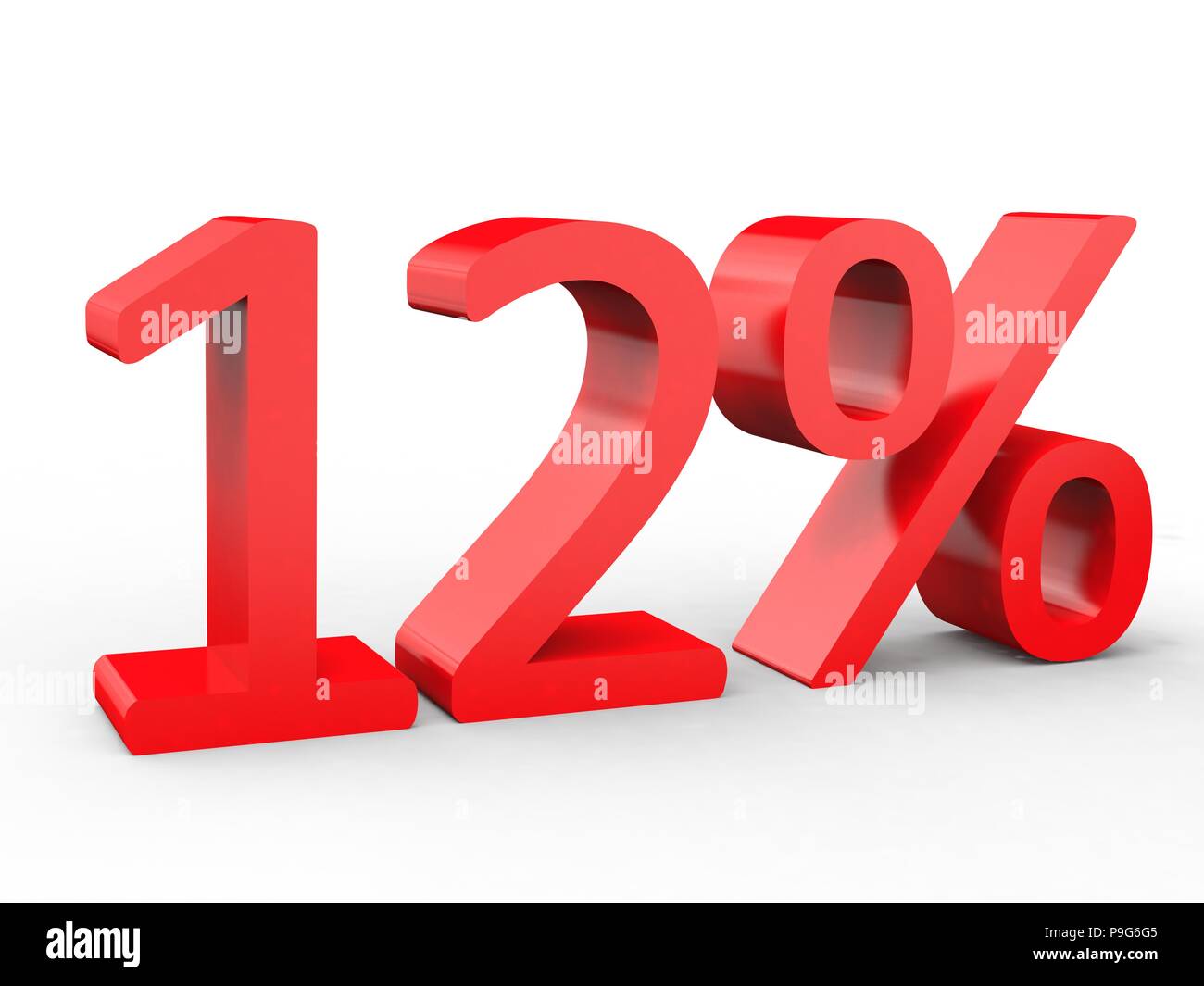 12 percent discount. Red 3d numbers on isolated white background Stock ...