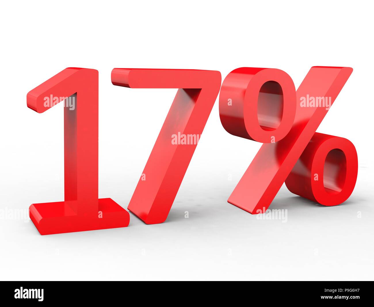 17 percent discount. Red 3d numbers on isolated white background Stock ...