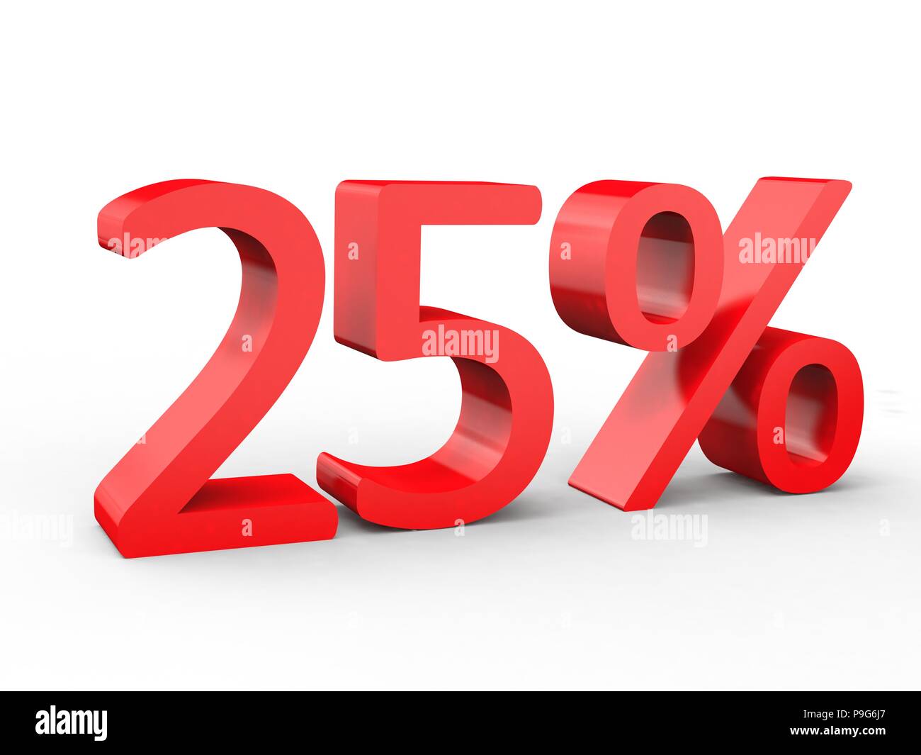 25 percent discount. Red 3d numbers on isolated white background Stock ...