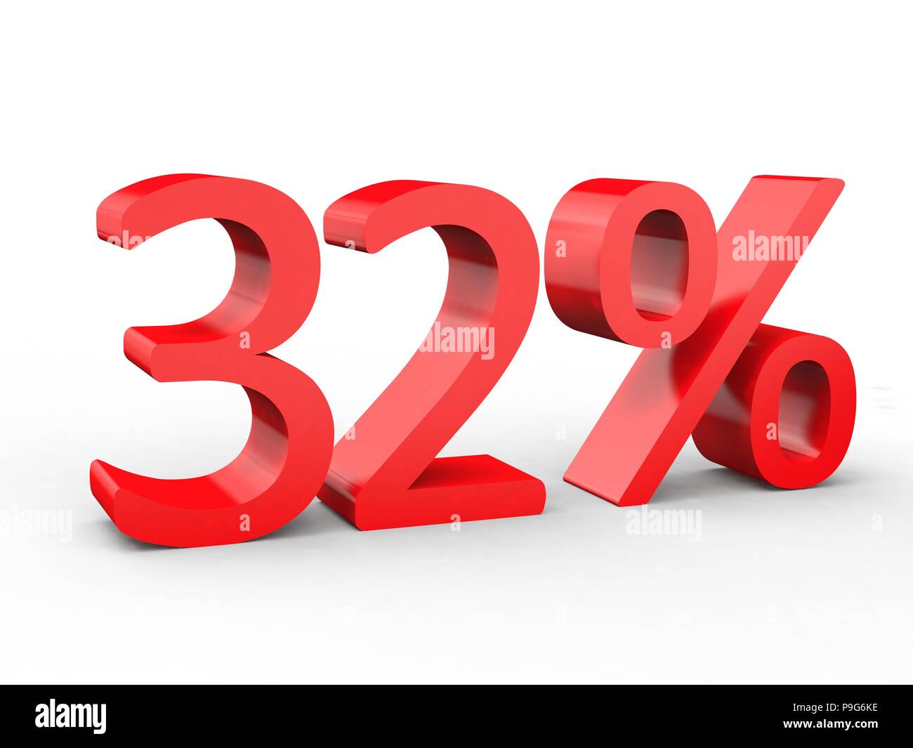 32 percent discount. Red 3d numbers on isolated white background Stock ...