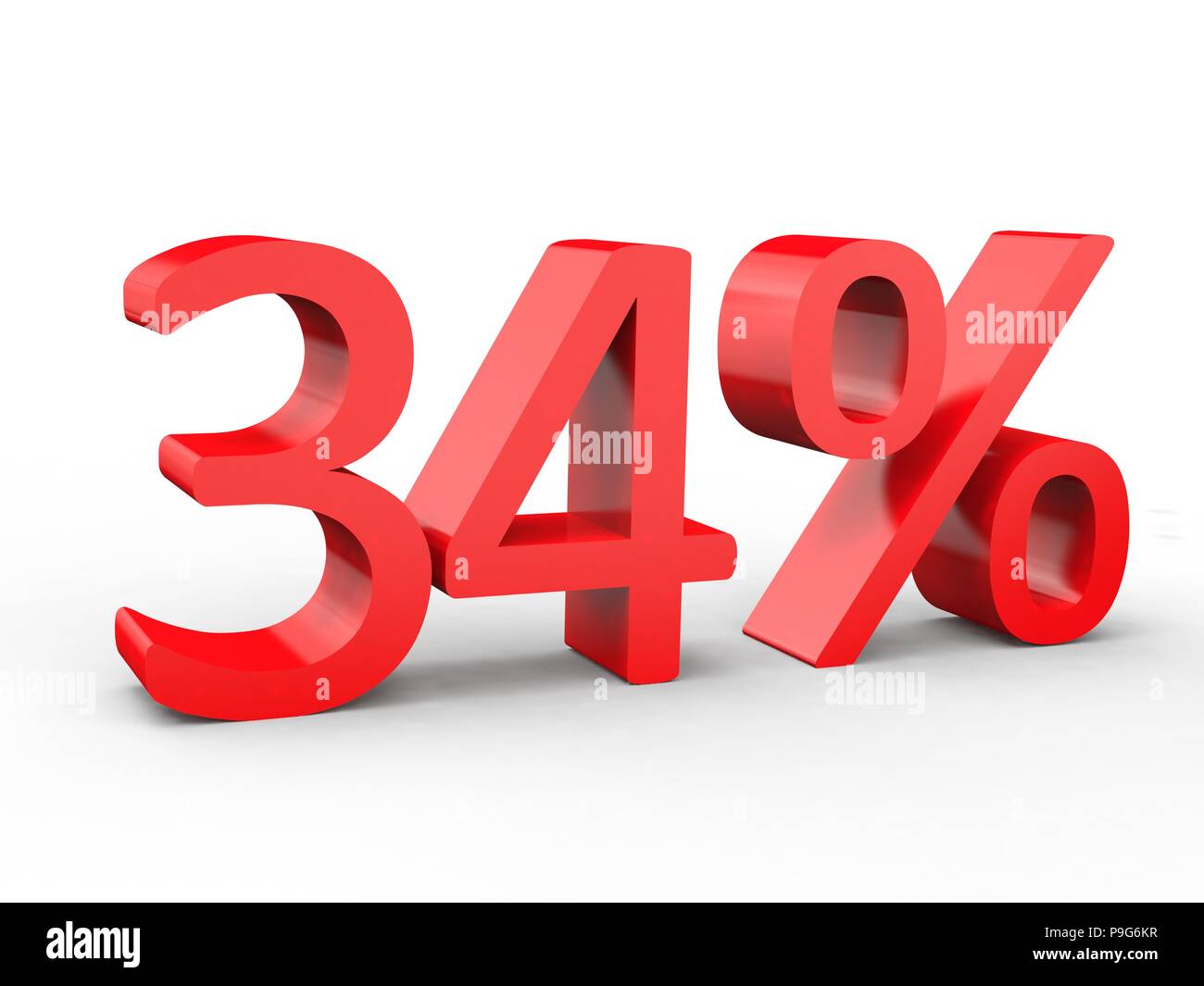 34 percent discount. Red 3d numbers on isolated white background Stock ...