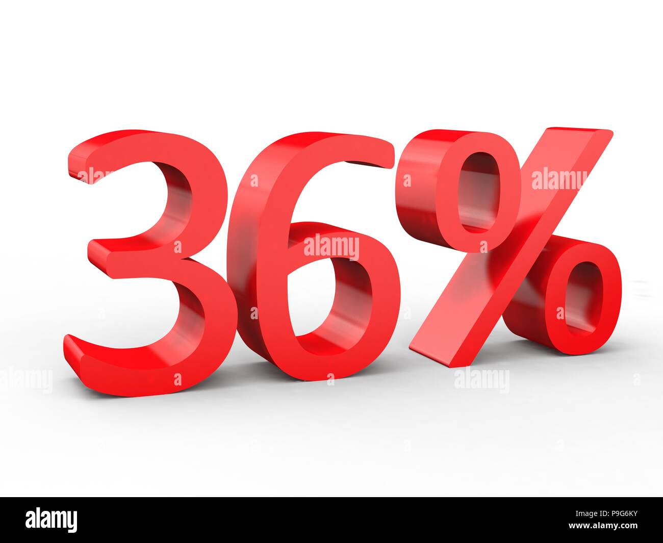 36 percent discount. Red 3d numbers on isolated white background Stock ...
