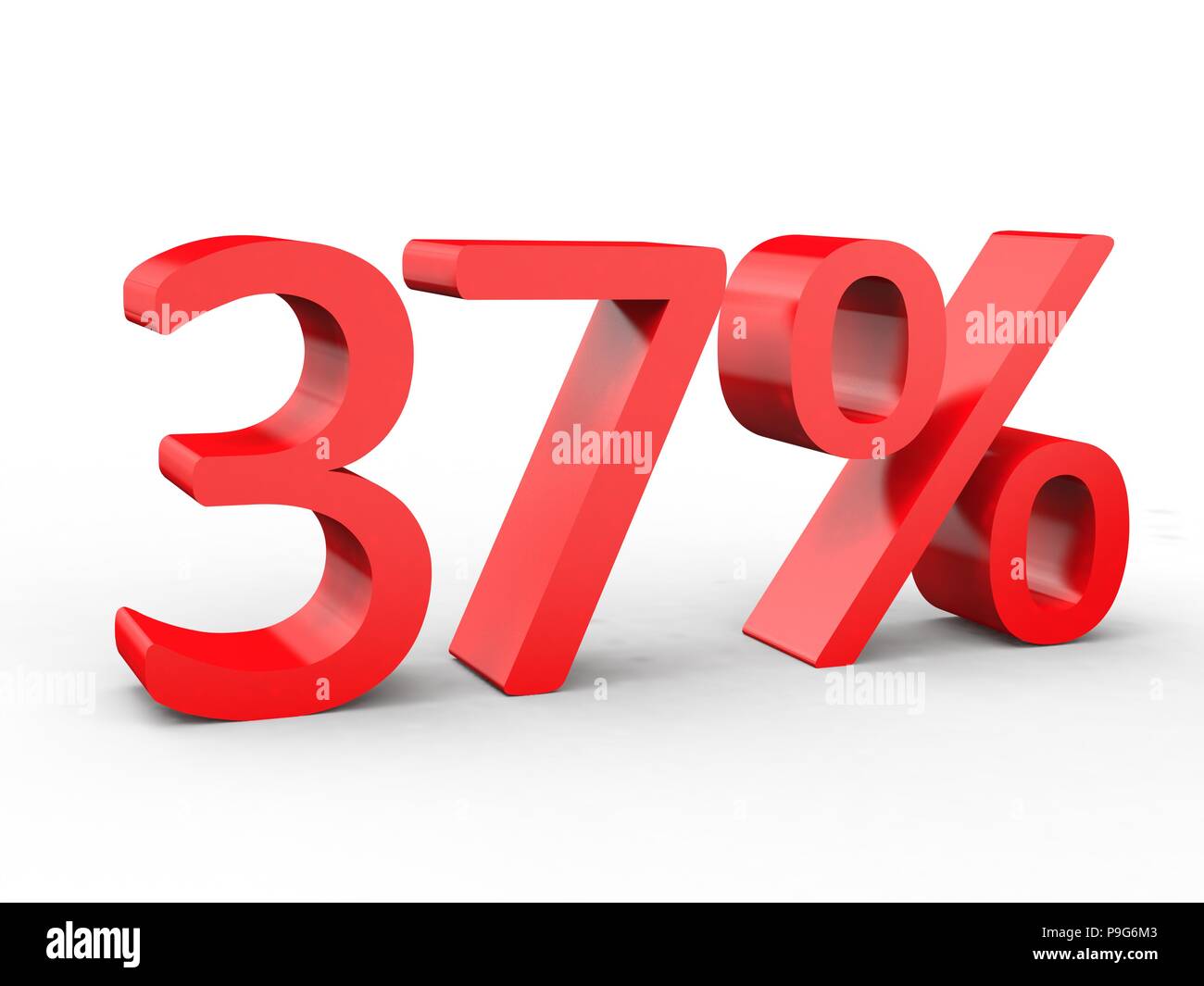 37 percent discount. Red 3d numbers on isolated white background Stock ...