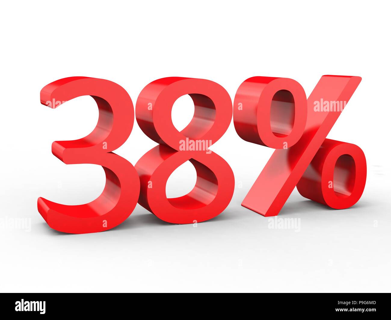 38 percent discount. Red 3d numbers on isolated white background Stock ...