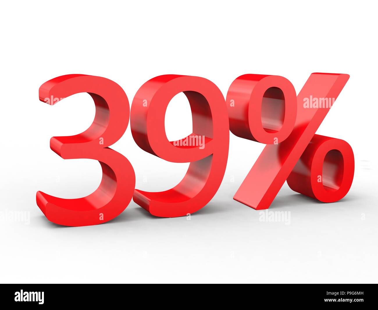 39 percent discount. Red 3d numbers on isolated white background Stock ...