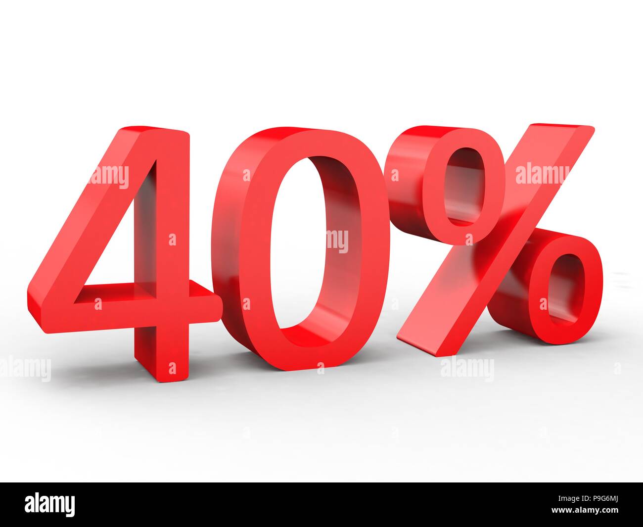 40 percent discount. Red 3d numbers on isolated white background Stock ...