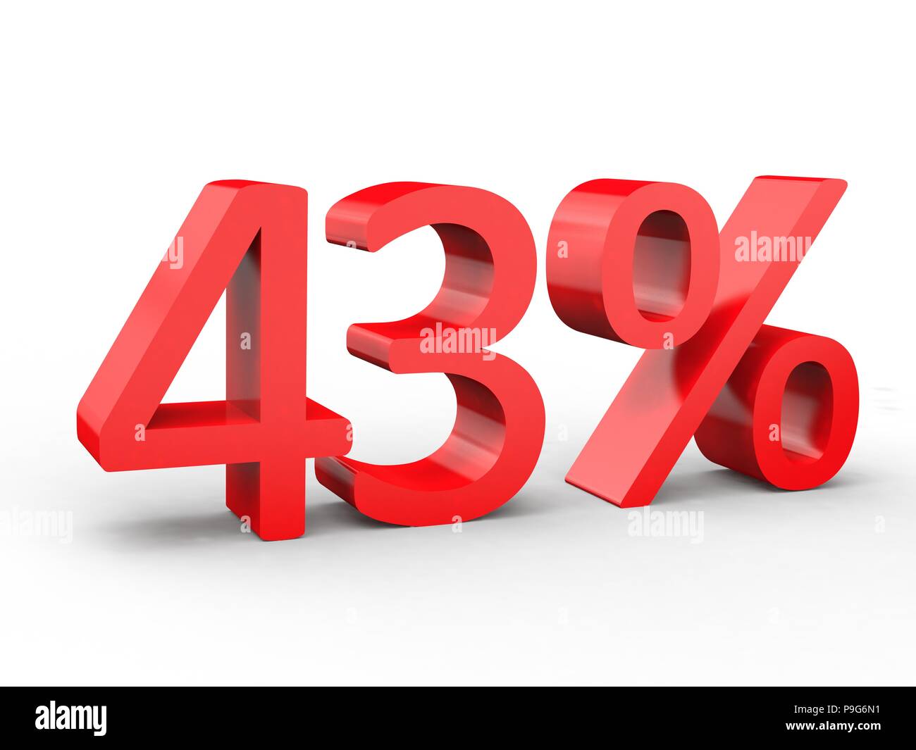 43 percent discount. Red 3d numbers on isolated white background Stock ...