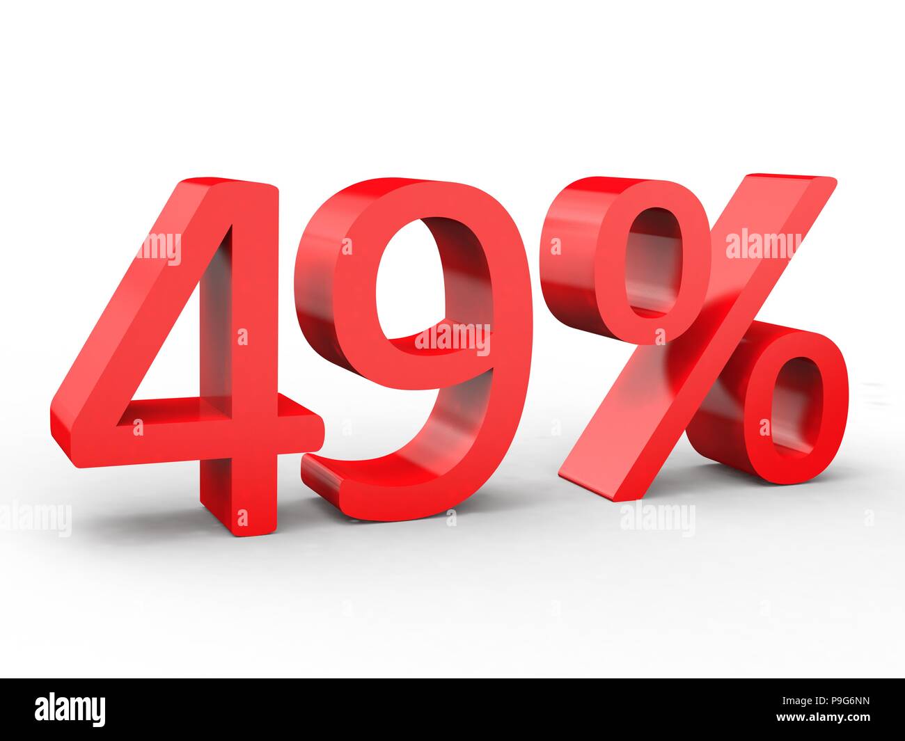 49 percent discount. Red 3d numbers on isolated white background Stock ...