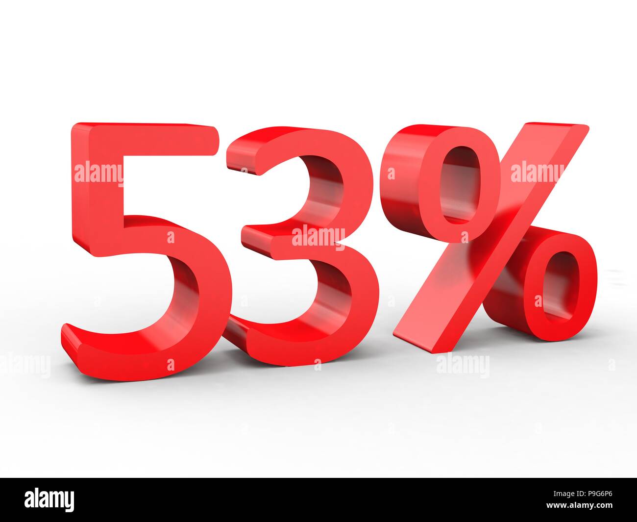 53 percent discount. Red 3d numbers on isolated white background Stock ...