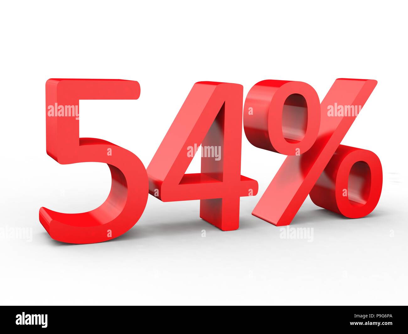 54 percent discount. Red 3d numbers on isolated white background Stock ...