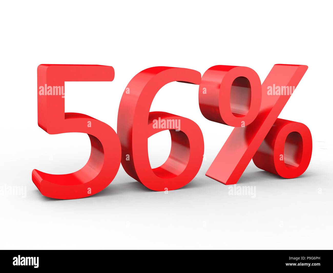 56 percent discount. Red 3d numbers on isolated white background Stock ...