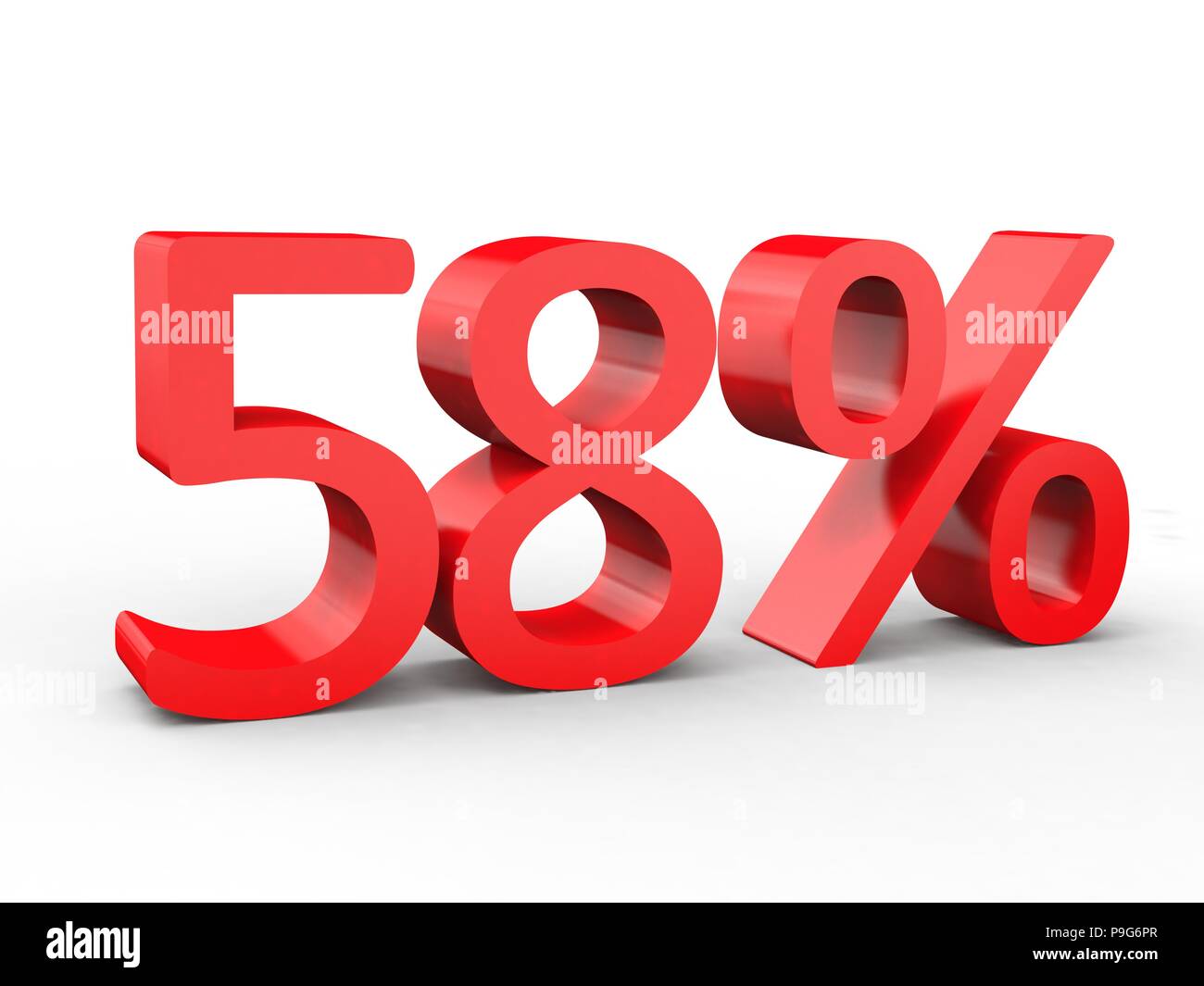 58 percent discount. Red 3d numbers on isolated white background Stock ...