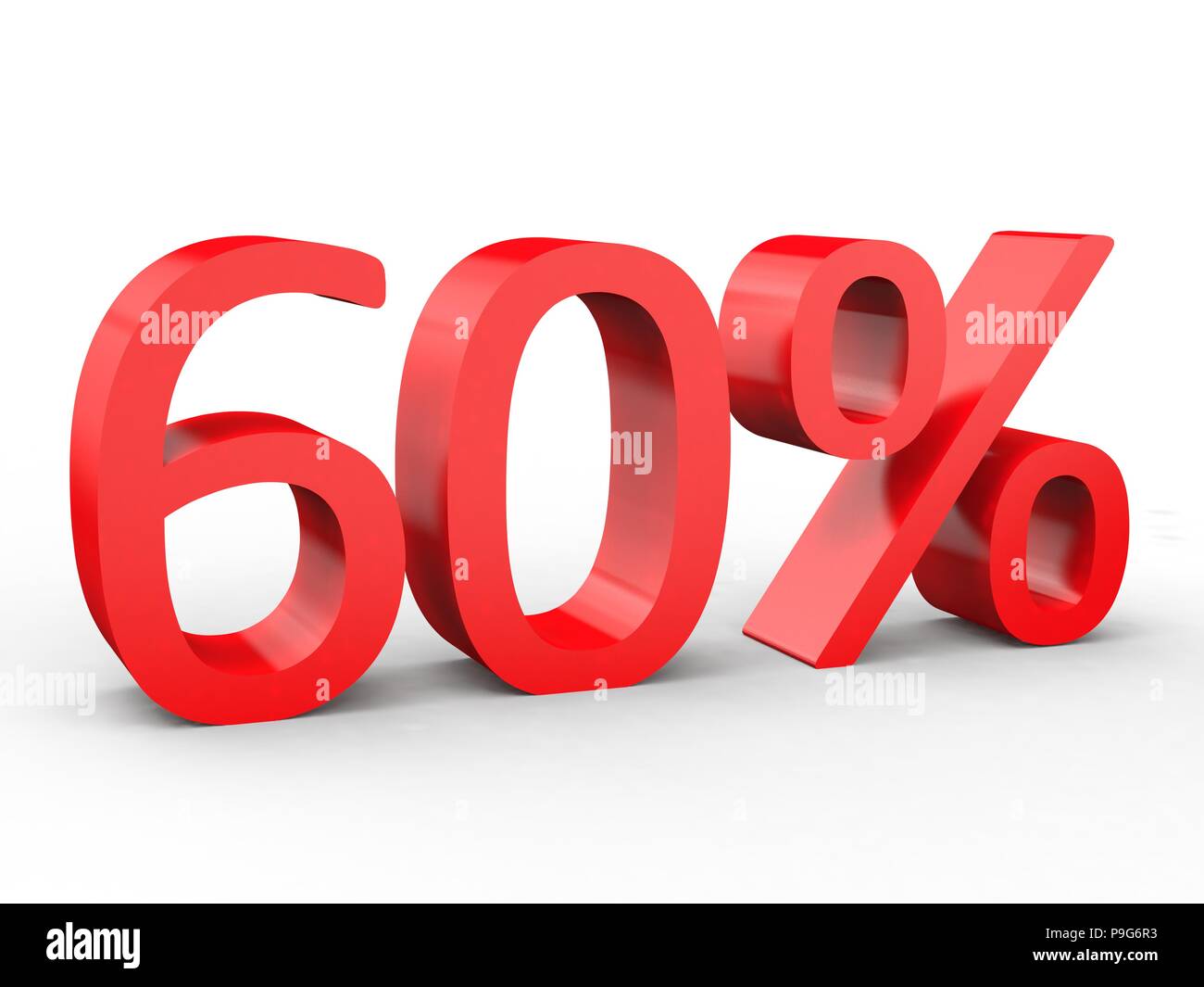 60 percent discount. Red 3d numbers on isolated white background Stock ...
