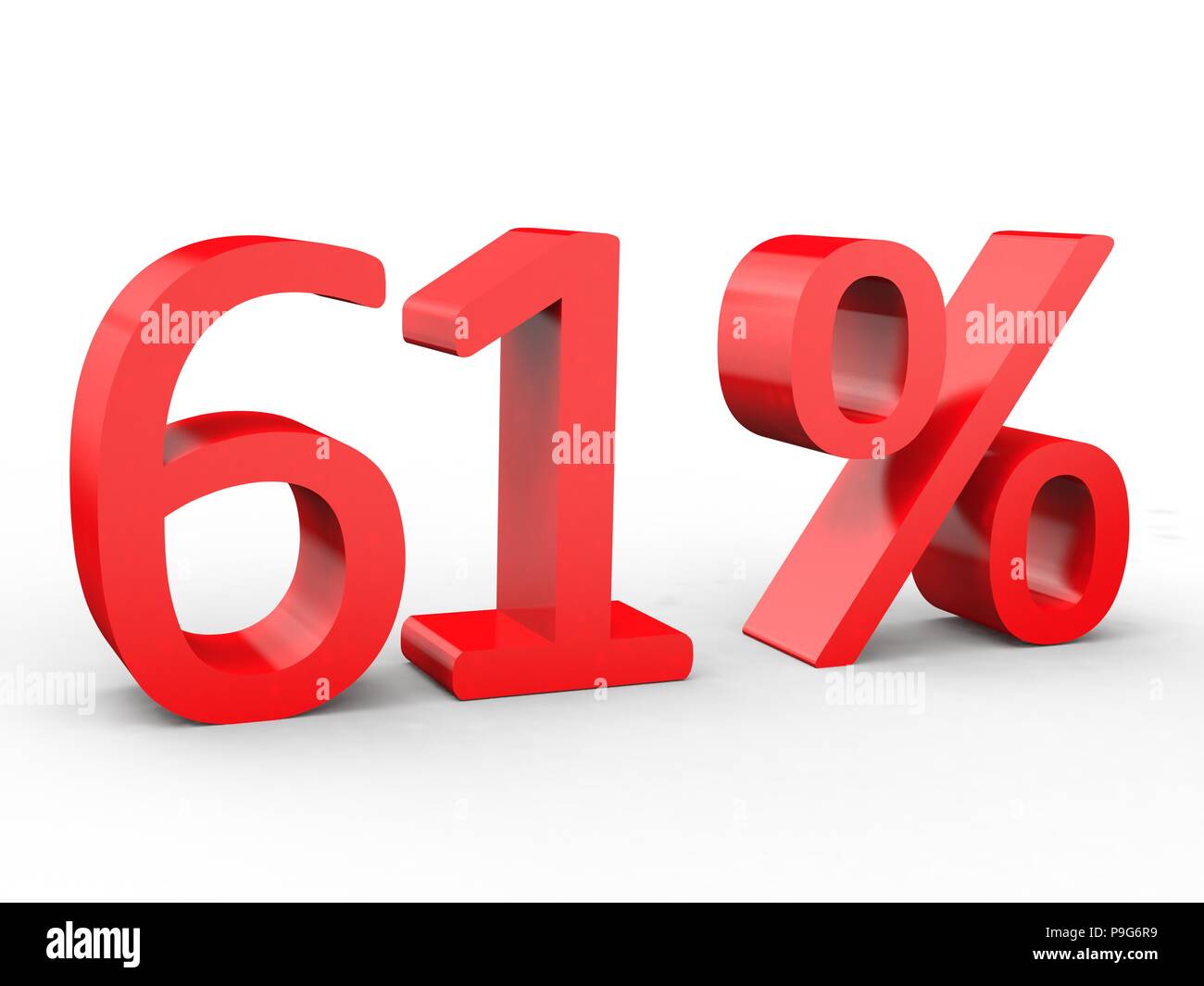 61 percent discount. Red 3d numbers on isolated white background Stock ...
