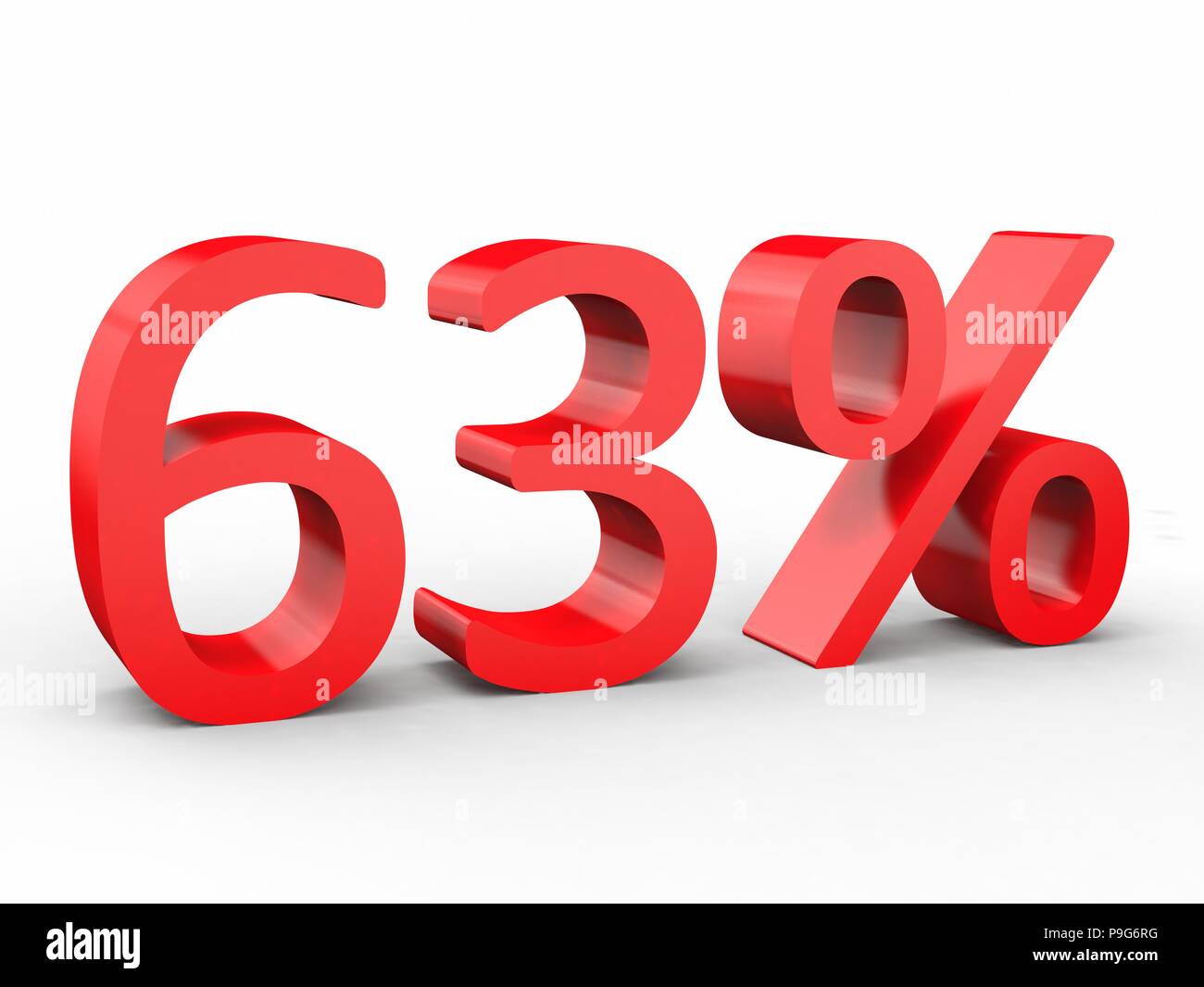 63 percent discount. Red 3d numbers on isolated white background Stock ...