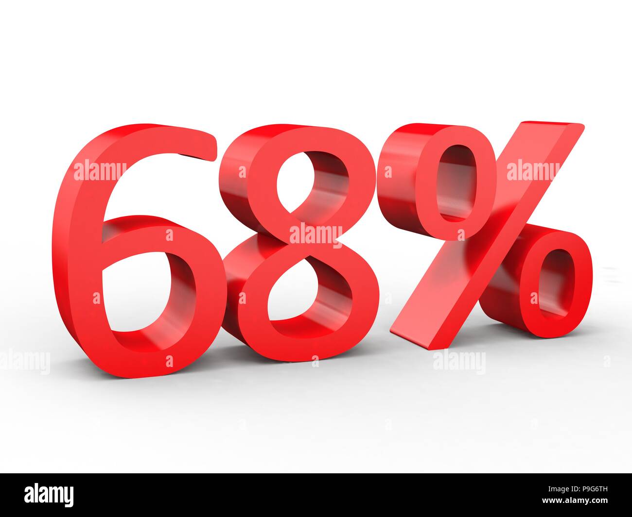 68 percent discount. Red 3d numbers on isolated white background Stock ...