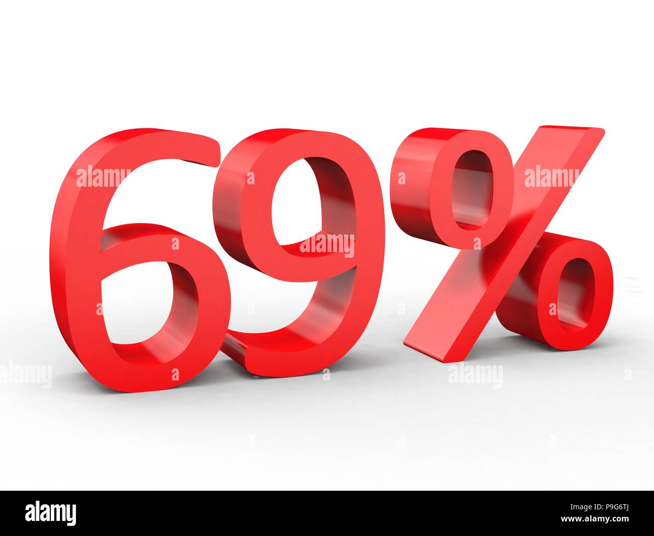 69 percent discount. Red 3d numbers on isolated white background Stock ...