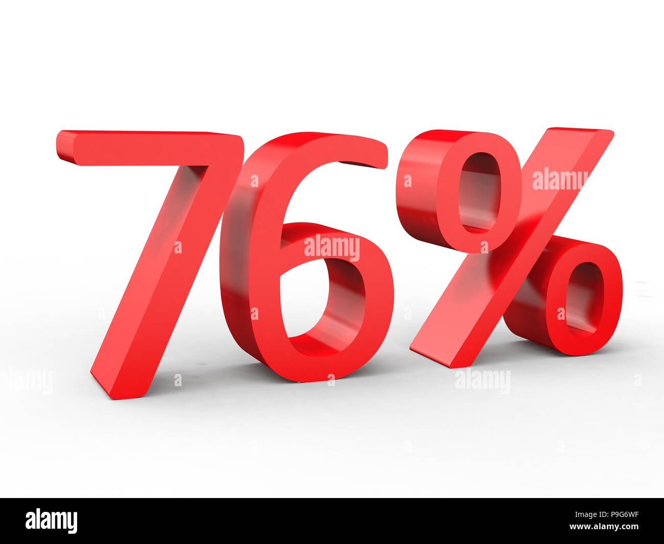 76 percent discount. Red 3d numbers on isolated white background Stock ...