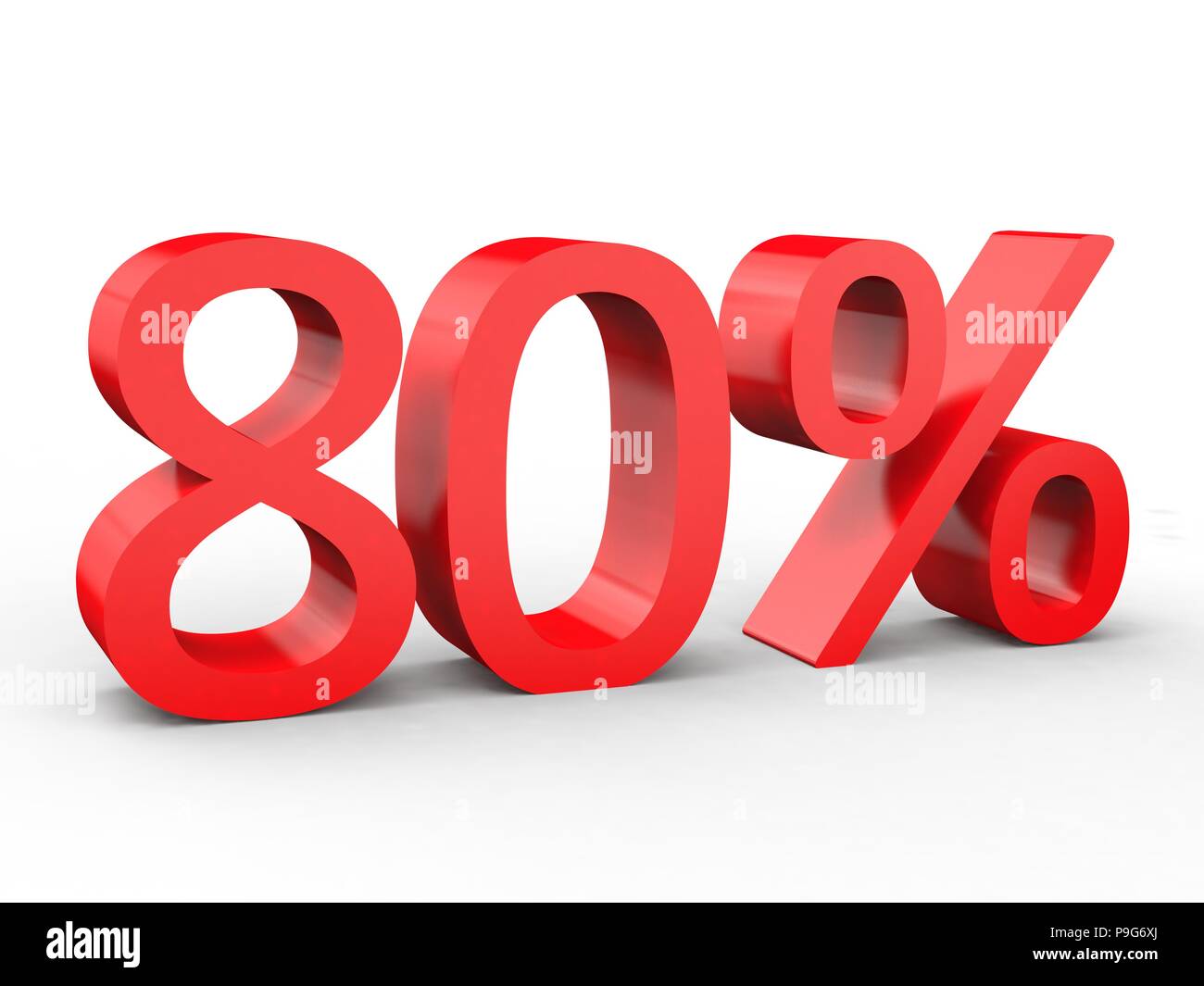 80 percent discount. Red 3d numbers on isolated white background Stock ...