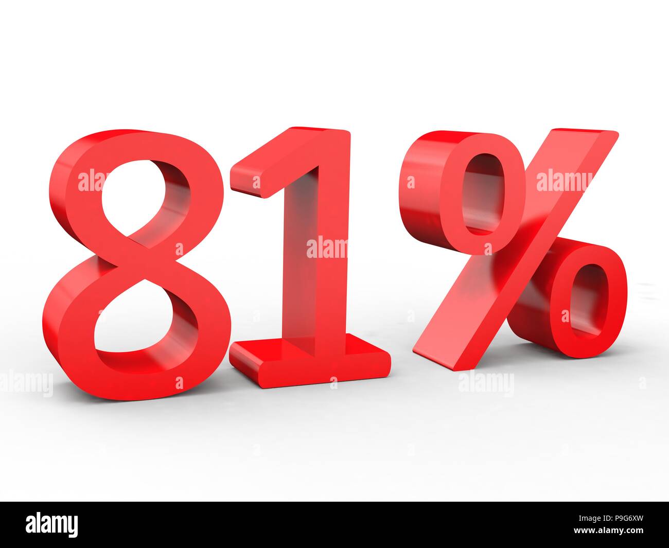 81 percent discount. Red 3d numbers on isolated white background Stock ...