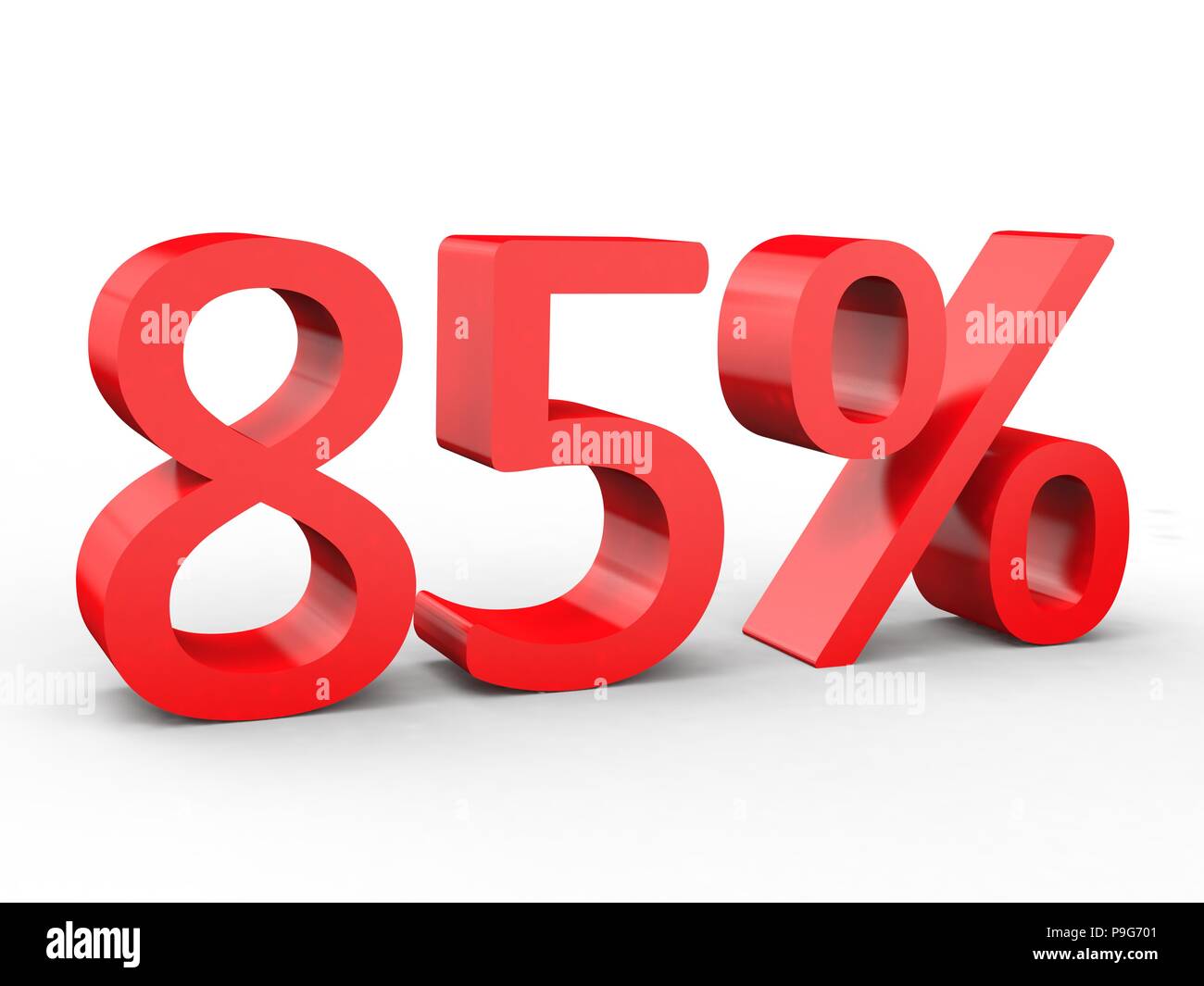85 percent discount. Red 3d numbers on isolated white background Stock ...