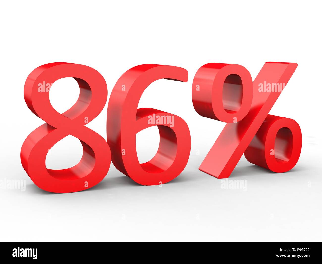 86 percent discount. Red 3d numbers on isolated white background Stock ...