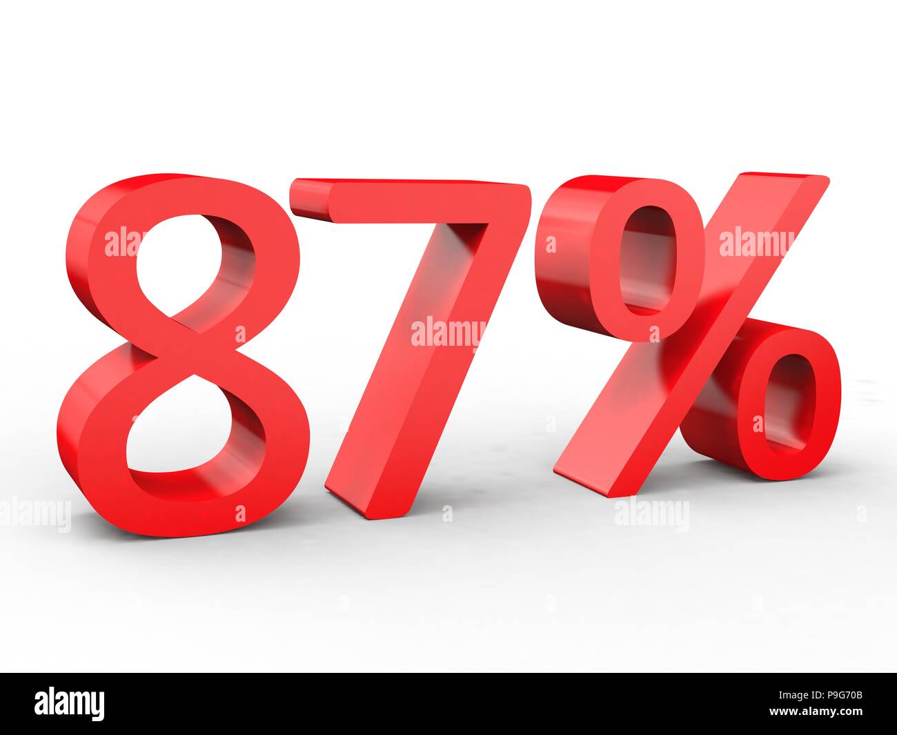 87 percent discount. Red 3d numbers on isolated white background Stock ...