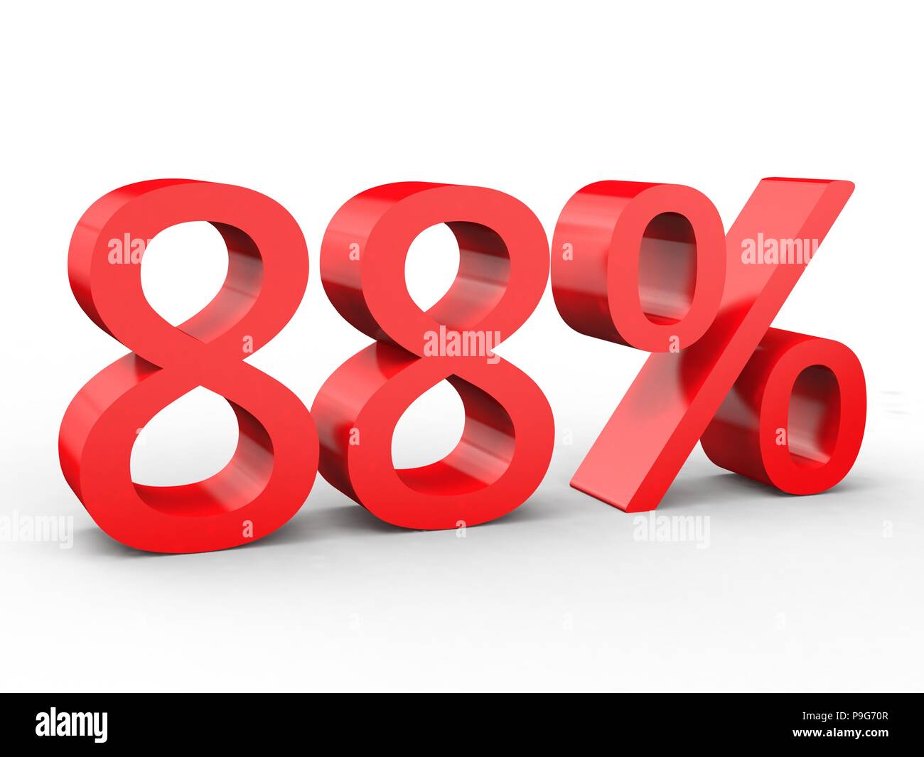 88 percent discount. Red 3d numbers on isolated white background Stock ...