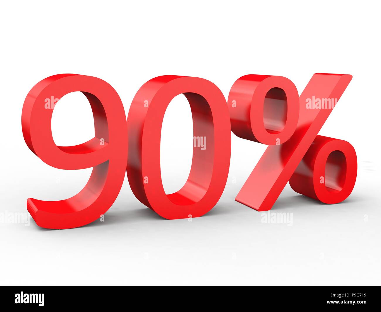 90 percent discount. Red 3d numbers on isolated white background Stock ...