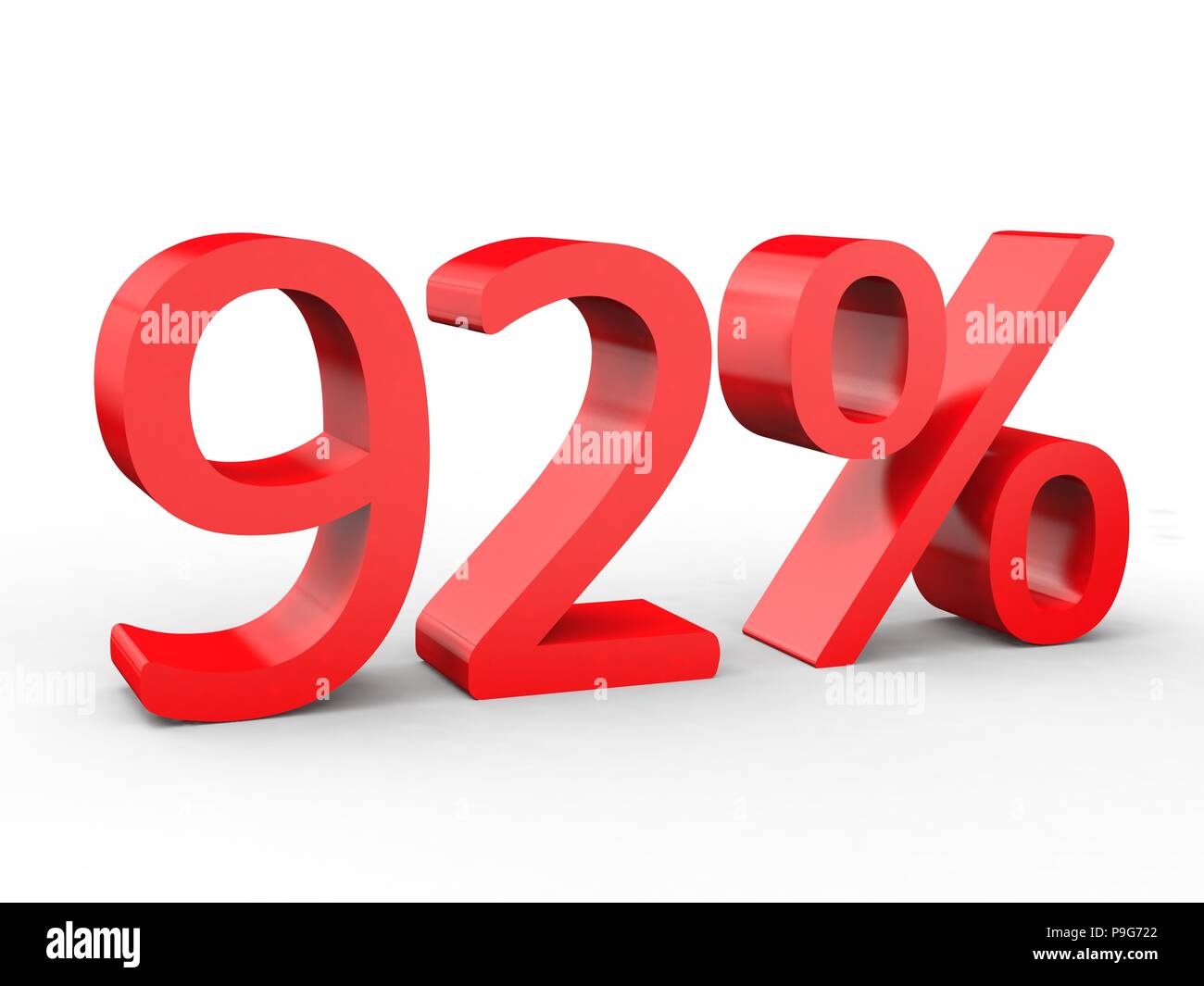 92 percent discount. Red 3d numbers on isolated white background Stock ...