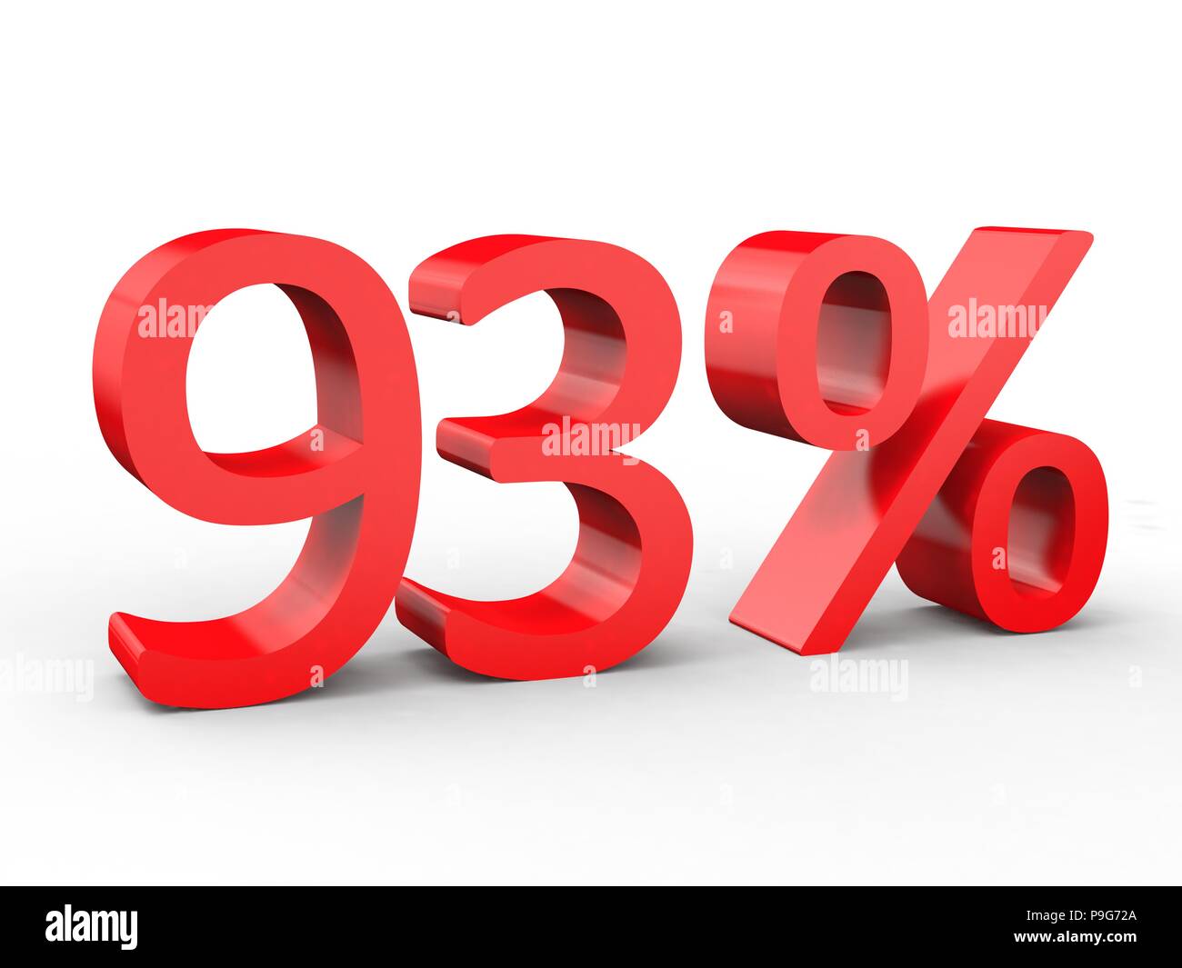 93 percent discount. Red 3d numbers on isolated white background Stock ...